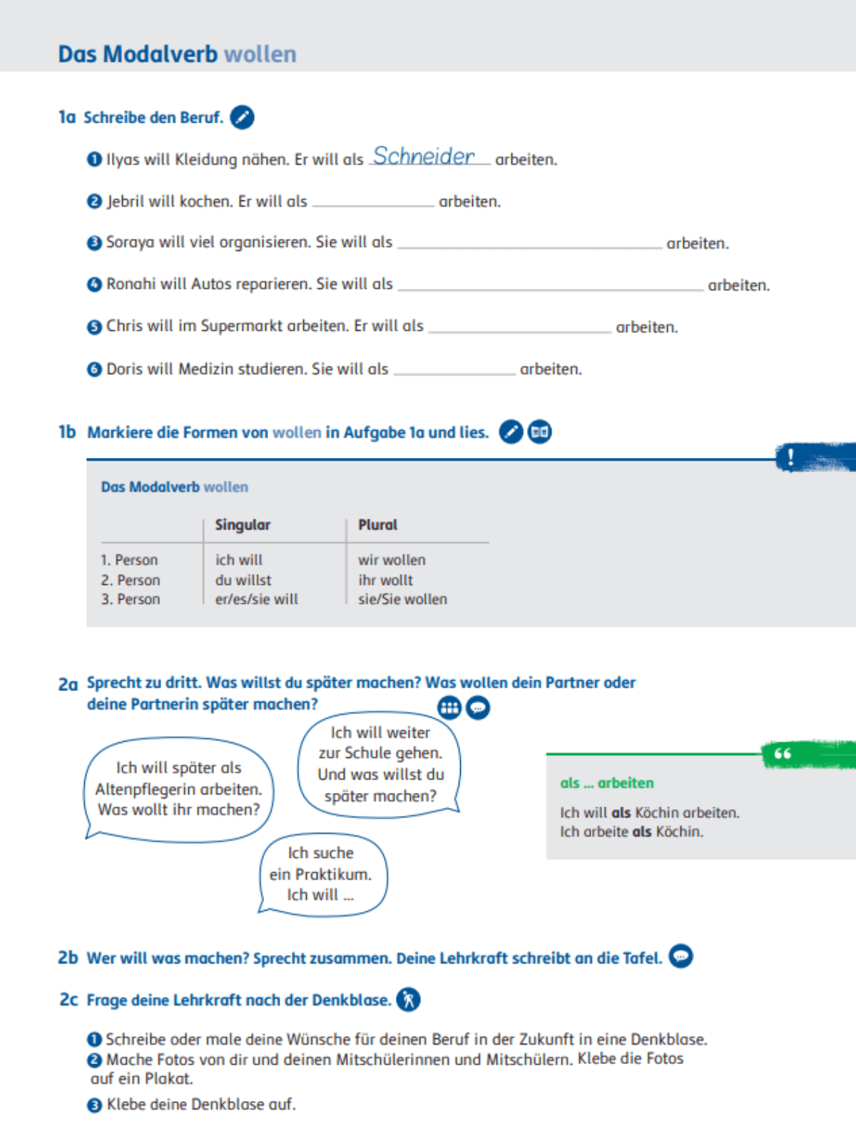 Das Modalverb „wollen“ - Berufliche Wünsche - SchlaU:Lernen