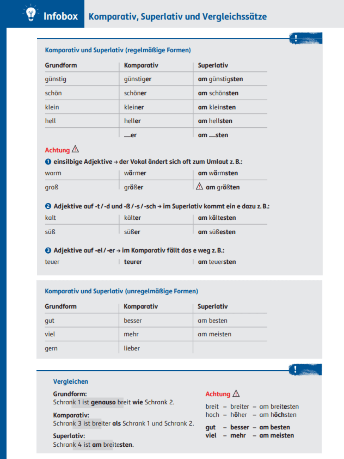 Infobox - Komparativ und Superlativ - SchlaU:Lernen