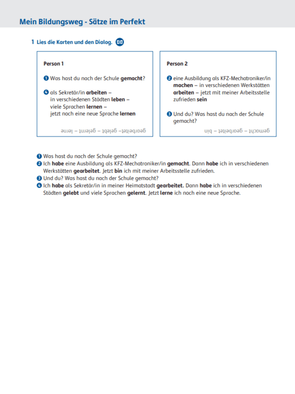 Infobox - Perfekt mit „haben“ - SchlaU:Lernen
