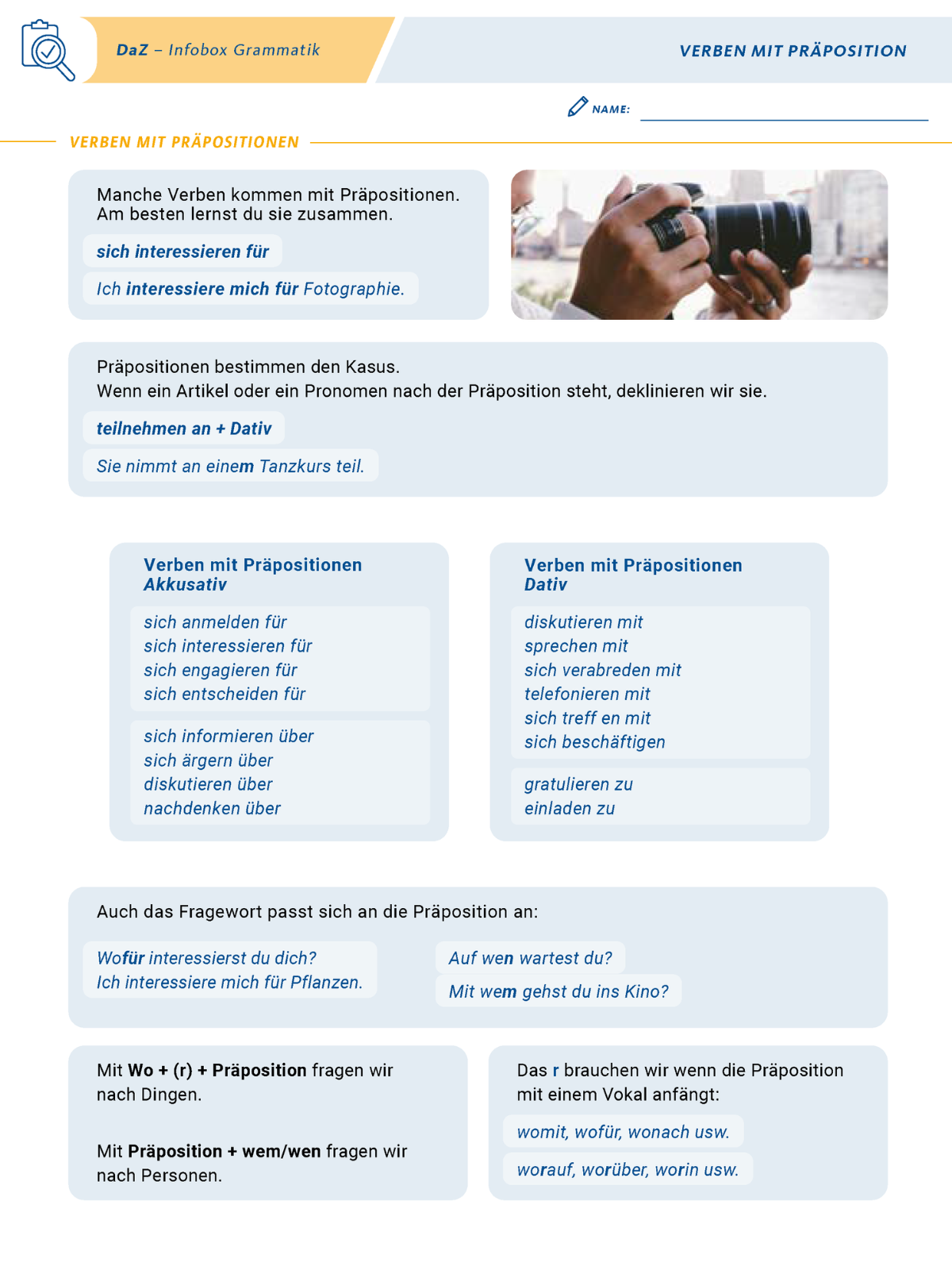 Infobox - Verben mit Präpositionen - SchlaU:Lernen