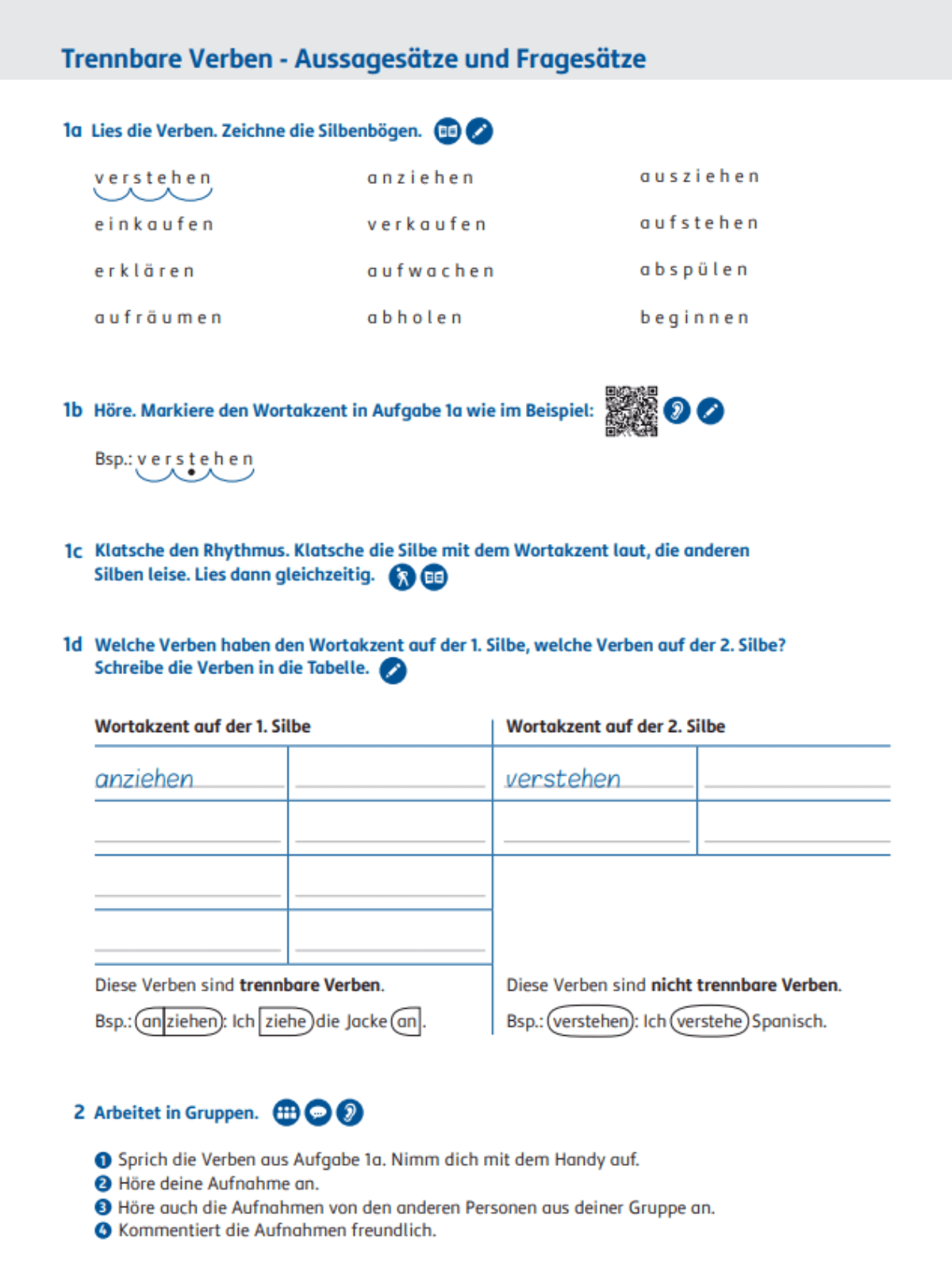 Pantomime - Trennbare Verben im Imperativ - SchlaU:Lernen