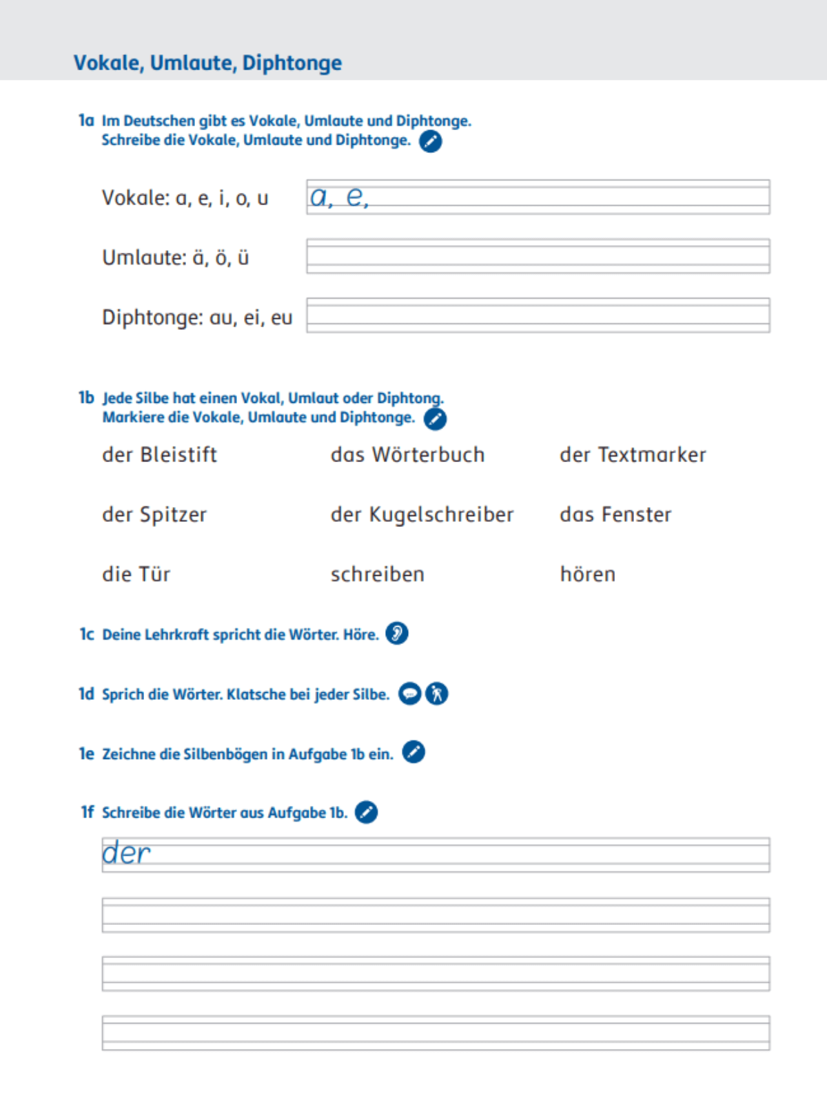 Vokale, Umlaute, Diphthonge - Schulsachen - SchlaU:Lernen