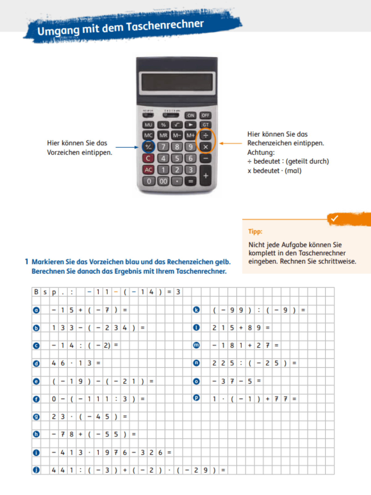 Umgang mit dem Taschenrechner - SchlaU:Lernen